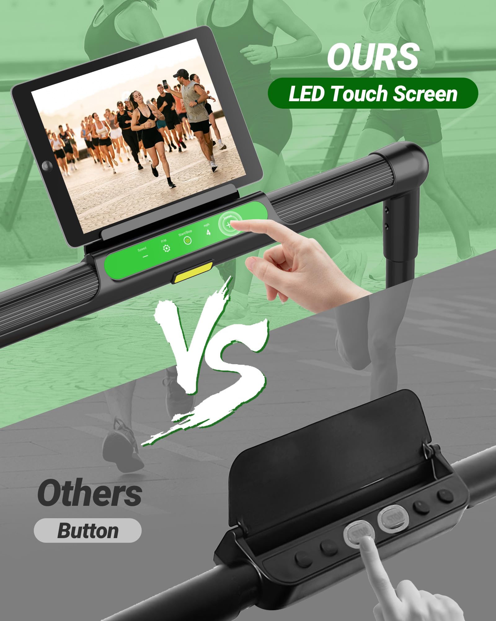 THERUN 2.5HP Treadmill, 2 in 1 Under Desk Walking Pad Treadmill, Electric Compact Space Folding Treadmill for Home Office with LED Touch Screen 0.6-7.6MPH Wider Running Belt, No Assembly Needed