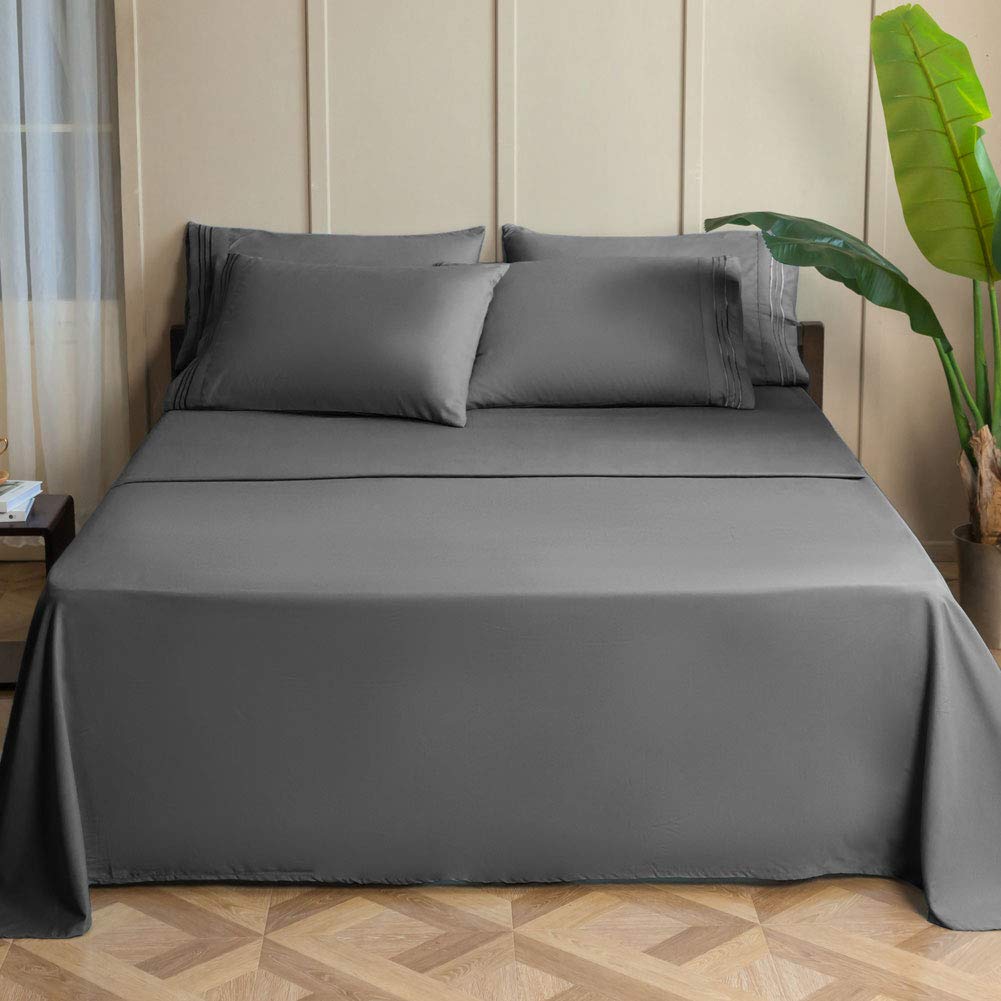 SONORO KATE Bed Sheet Set Super Soft Microfiber 1700 Thread Count Luxury Egyptian Sheets 16-Inch Deep Pocket,Wrinkle-4 Piece(Navy Blue, California King)
