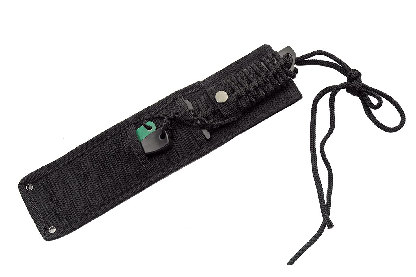 Szco Supplies 11β Nylon Wrapped Tanto Blade Survivor Knife with Fire Starter and Sheath, Black, (211551)
