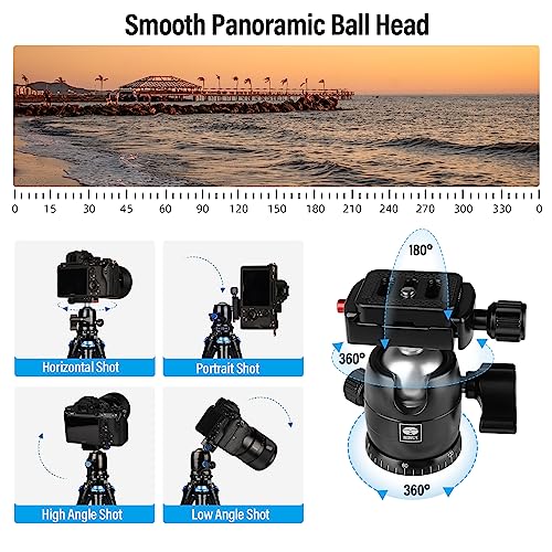 SIRUI Carbon Fiber Travel Tripod with 360° B-00K Arca-Swiss Ballhead, Mini Desktop Tripod for Mirrorless Cameras, Folded Height 12.1", Max Height 16.6″