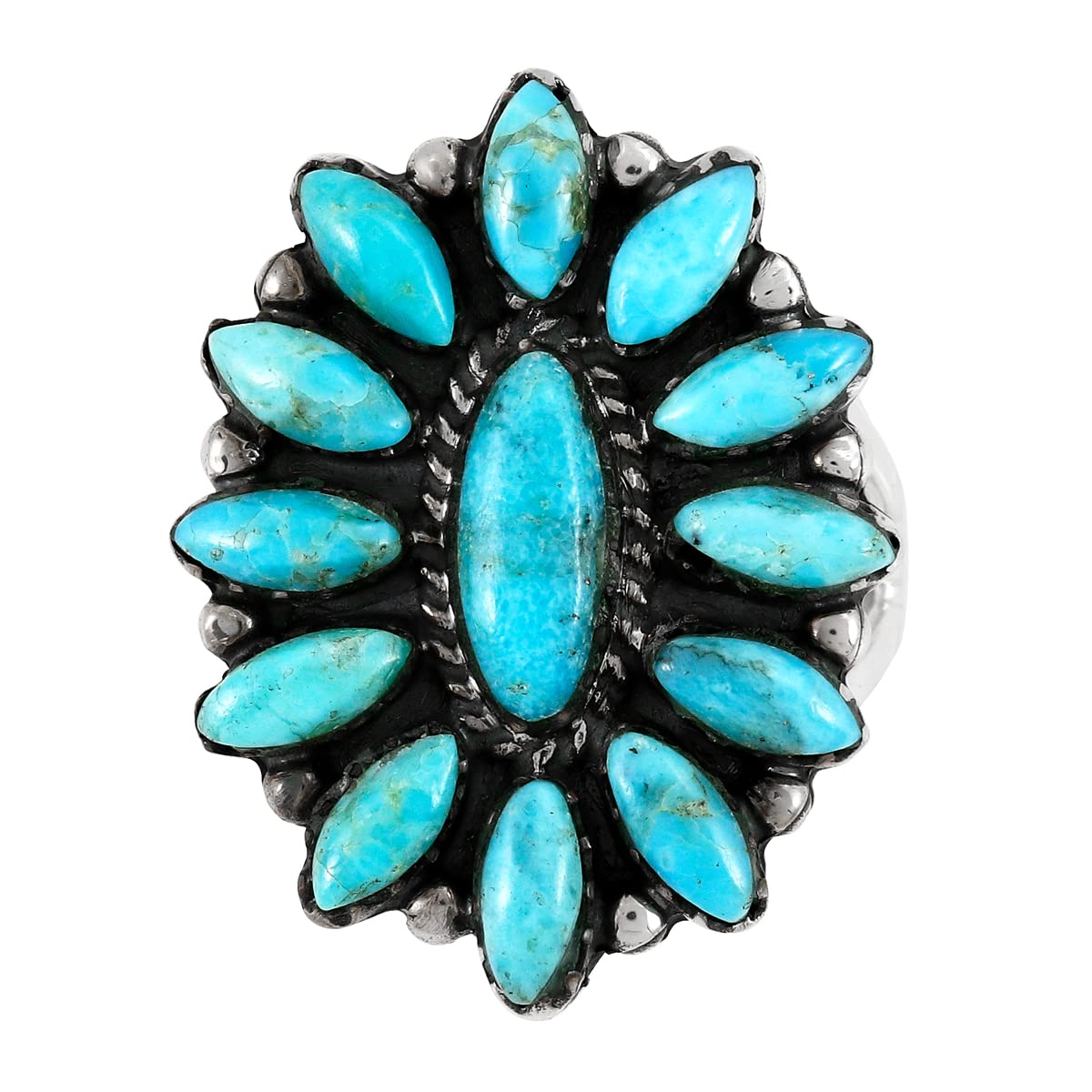 Turquoise Ring Sterling Silver 925 Genuine Gemstones Size 6 to 11 (Turquoise) (8)