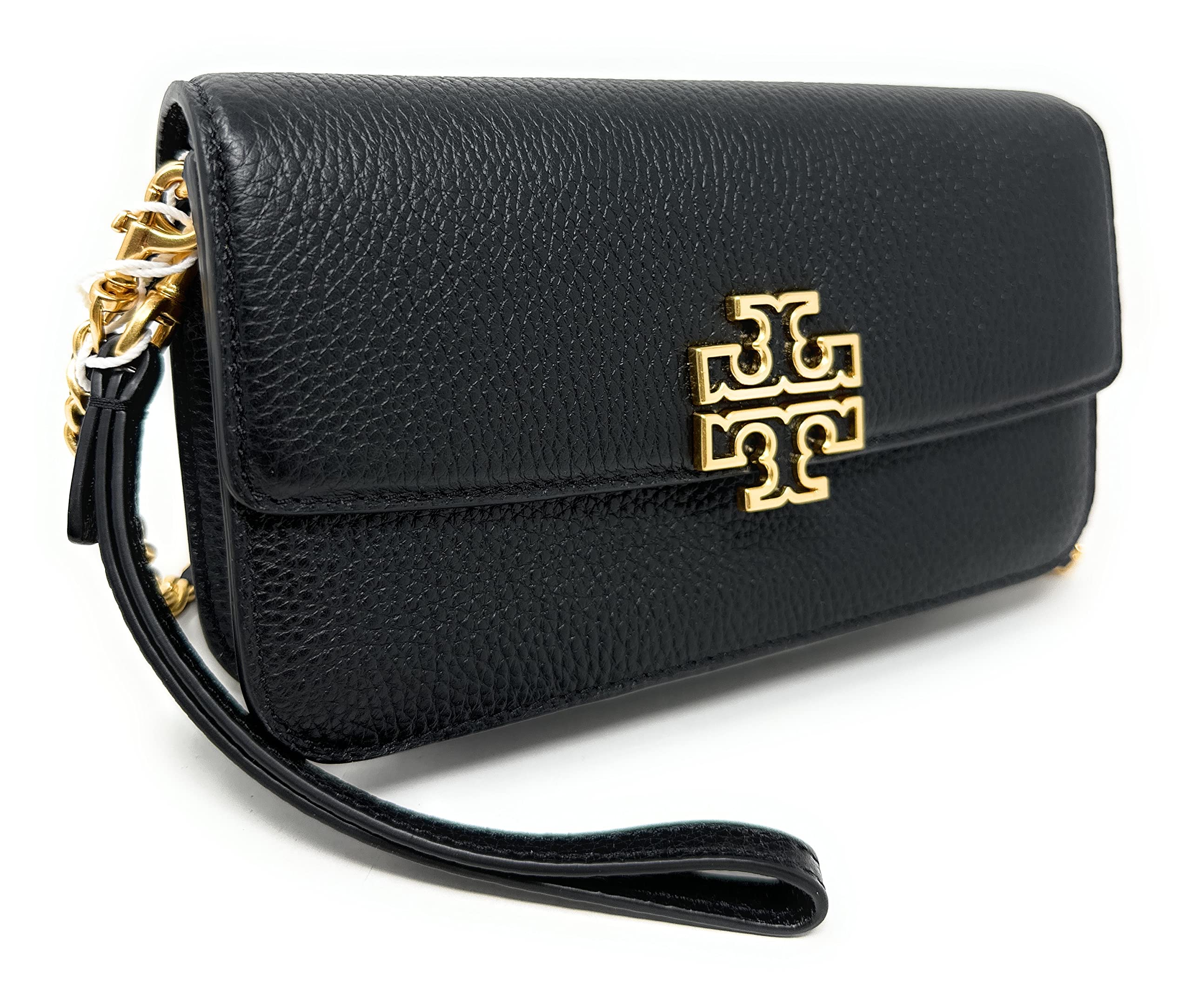 Tory Burch Women's Britten Pebble Chain Wallet W. Wristlet (Black)