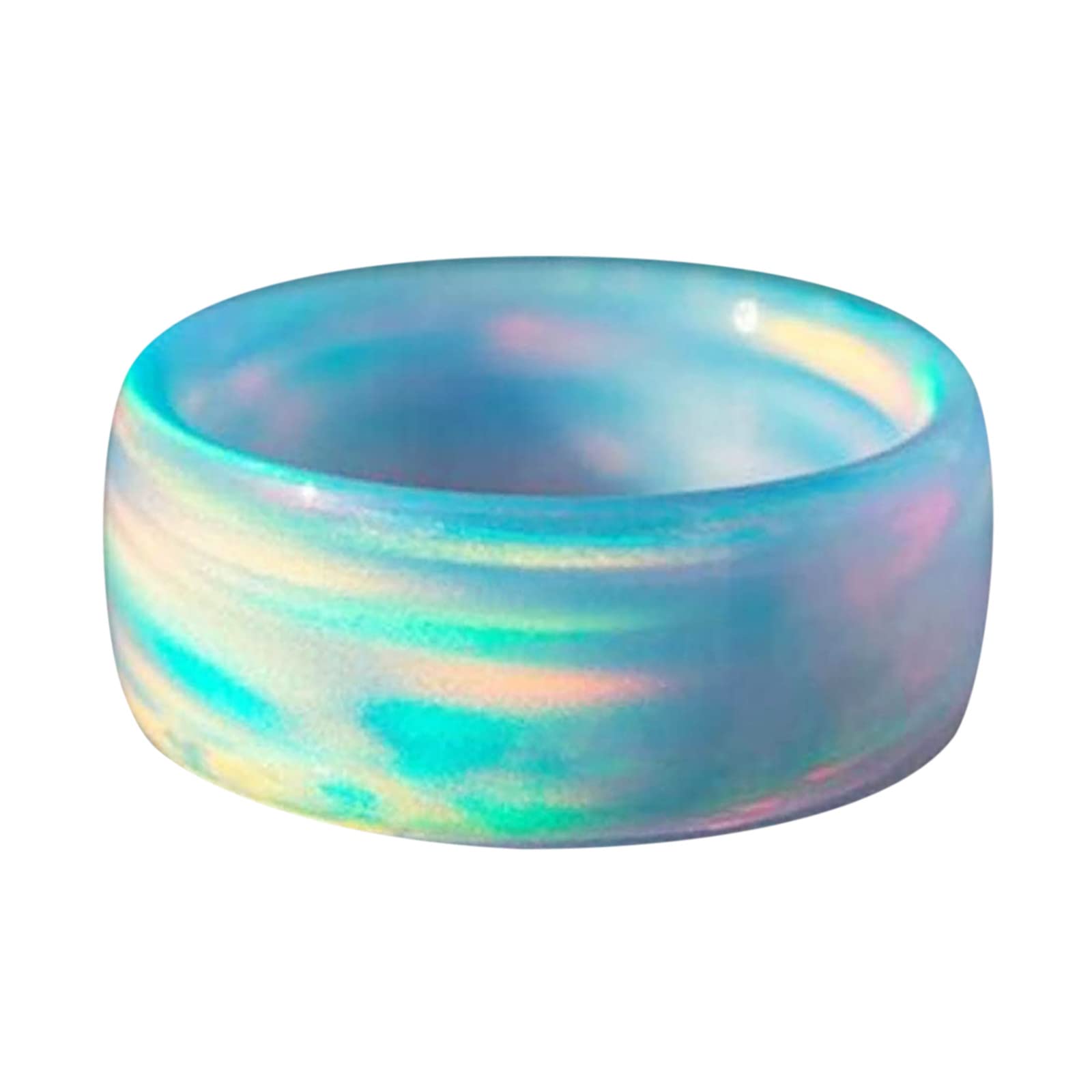 Winnerlion Women's Band Rings Thin and Stackable Silicone Rings Wedding Ring for Women Cloud Acrylic Ring Colorful Thick Ring Beach Jewelry Simple Style Luckys Ring (Rainbow, 11)