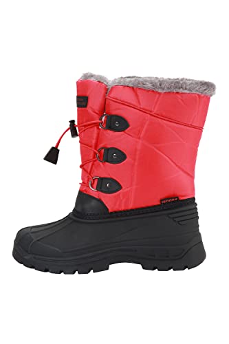 Mountain Warehouse Kids Fleece Lined Snow Boots - Warm Winter Shoes Dark Red Kids Shoe Size 6 US