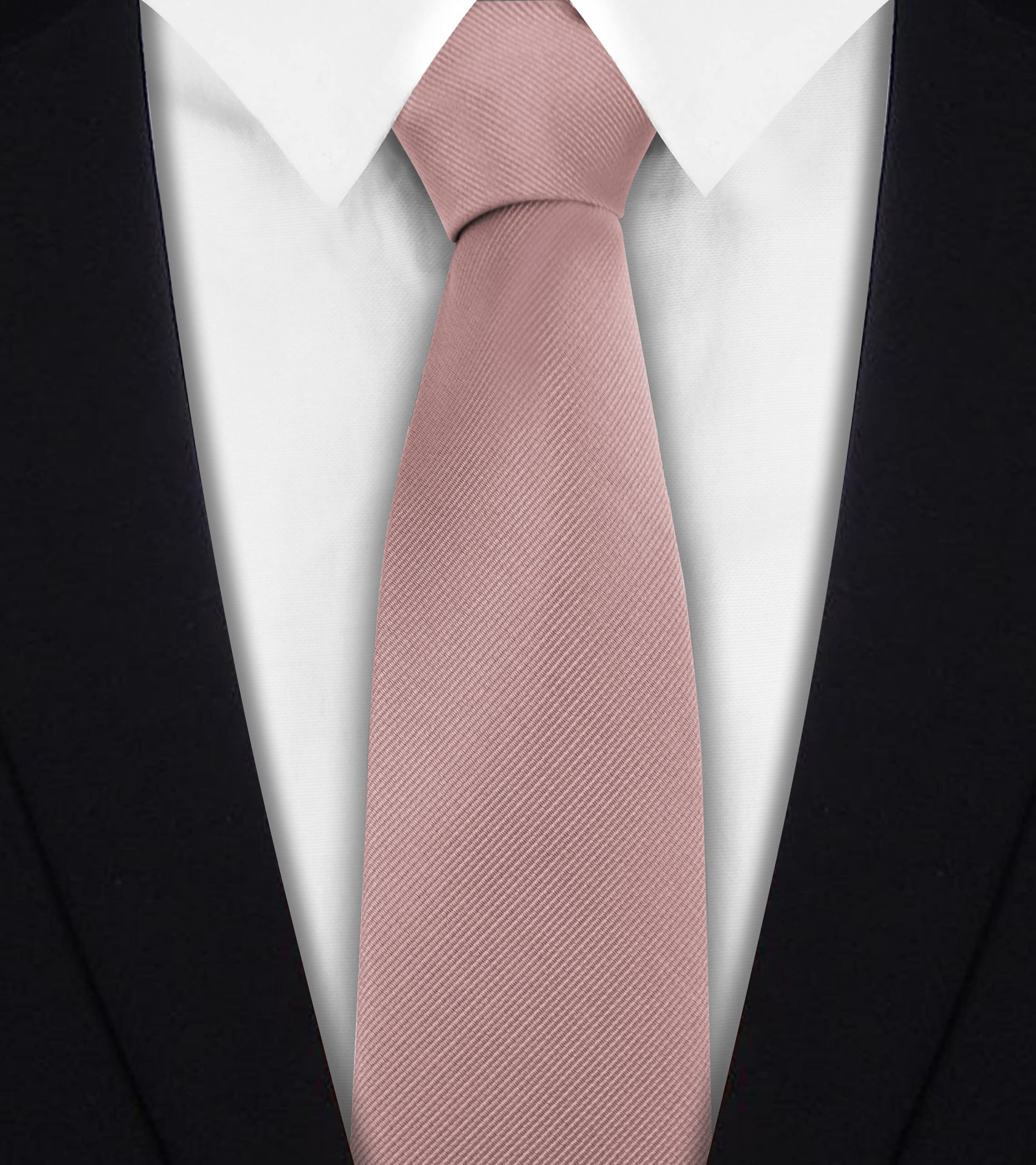 TASTION Mens Dusty Rose Ties for Men Classic Wedding Necktie Solid Light Blush Pink Tie Formal Business Satin Silk Wedding Bridegroom Tie