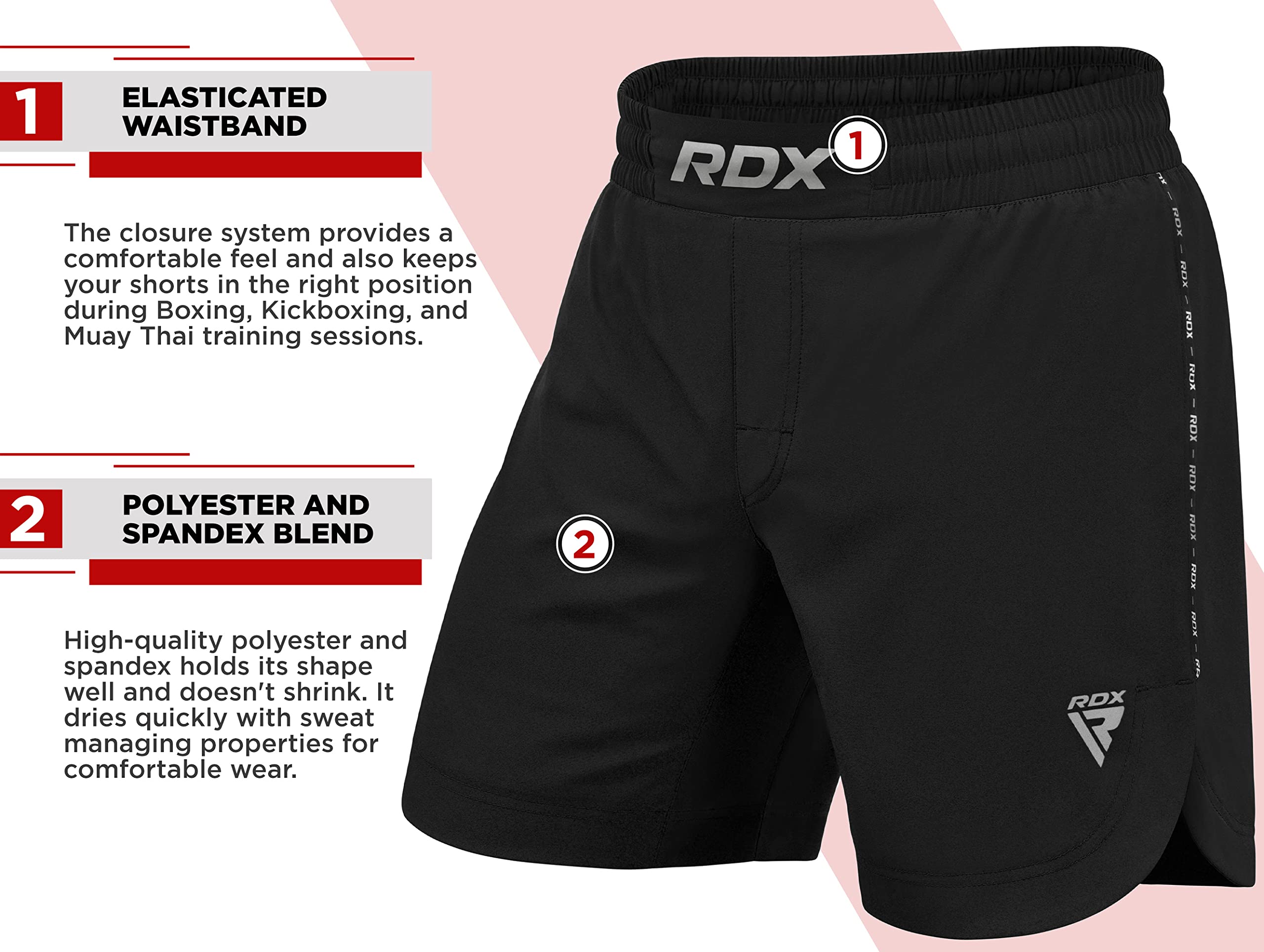 RDX MMA Shorts for Training & Kickboxing β Fighting Shorts for Martial Arts, Cage Fight, Muay Thai, BJJ, Boxing, Grappling Black