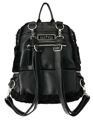Restyle Moon Child Gothic Backpack Crescent Moon Faux Fur Vegan Leather Bag