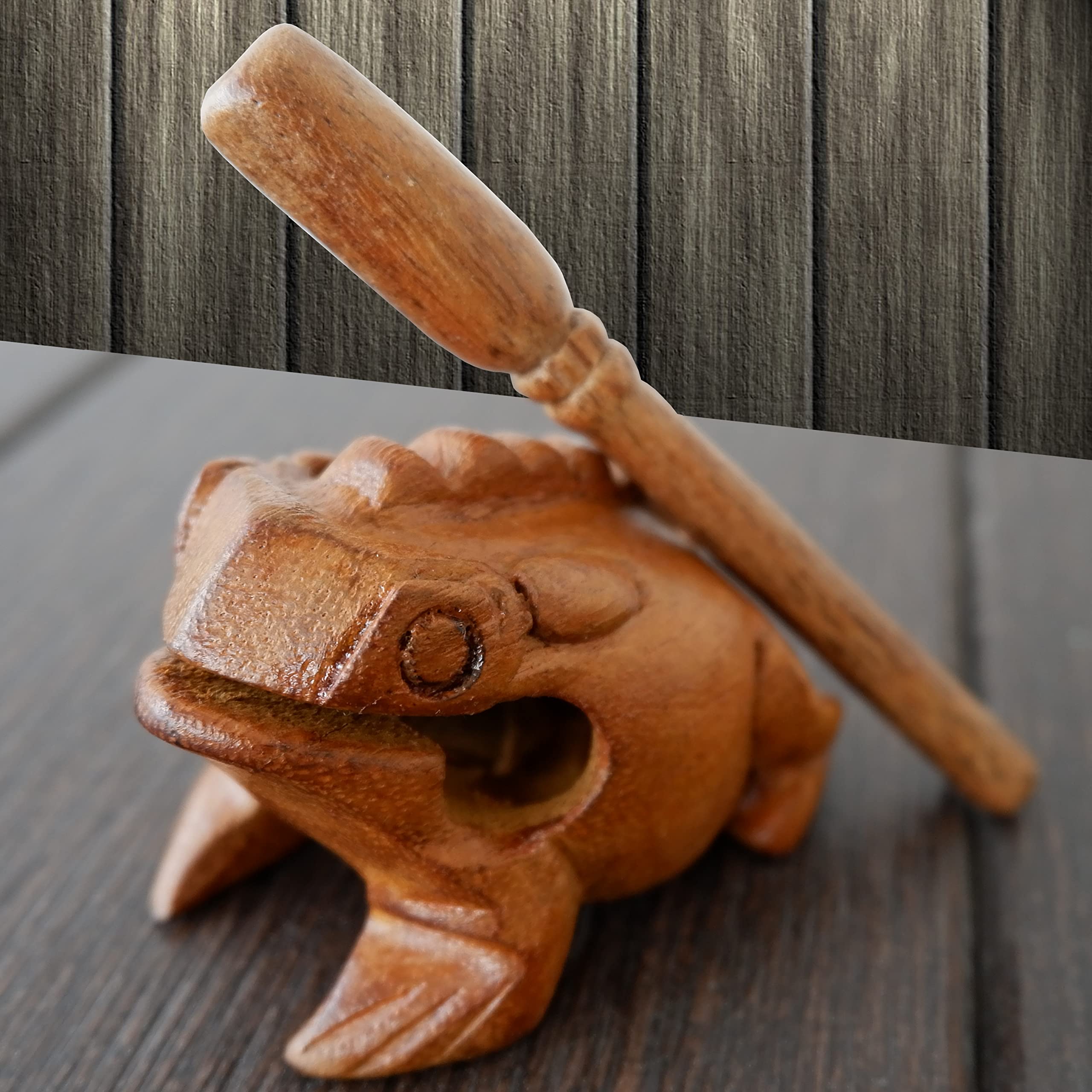 YARIN Wooden Frog Rasp Musical Instruments Wood Handcraft Instrument Tone Block Guiro Frog Sound Maker (1 Frog= 4")