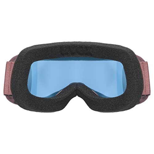 uvex mirrored anti-fog OTG ski & snowboard goggles with UV protection for women & men, elemnt FM, antique rose mat/silver-blue