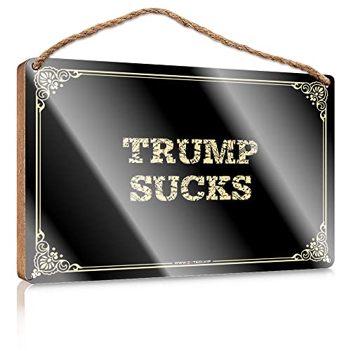 Office Door Signs Funny Trump Sucks Wooden Sign Cool Stuff For Your Room Box Signs (Color : Colour, Size : 15X28CM)