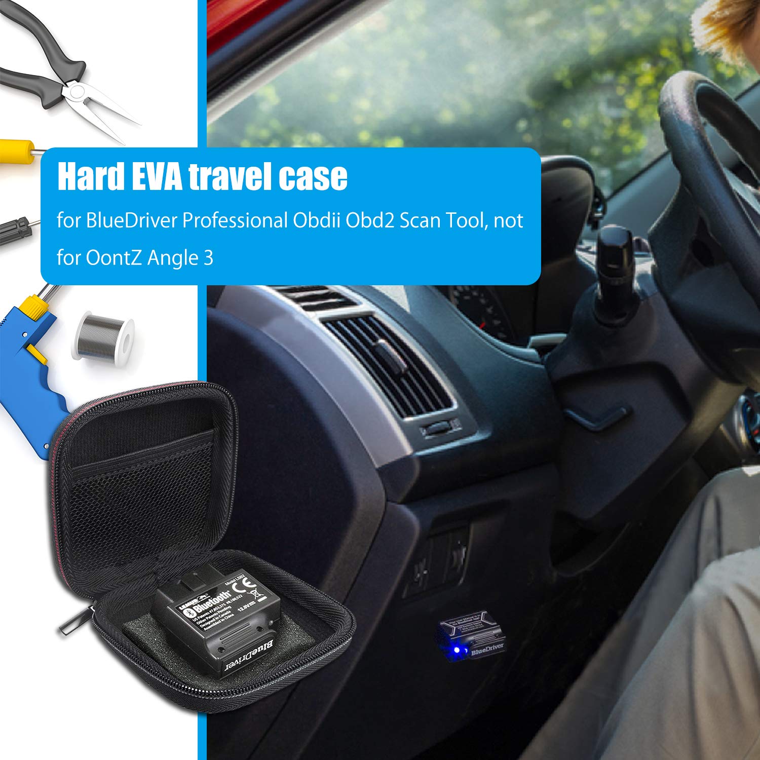 ProCase Hard Travel Carrying Case for BlueDriver Professional OBDII OBD2 Scan Tool, Shockproof EVA Car and Auto Mini Carrying Storage Case –Black