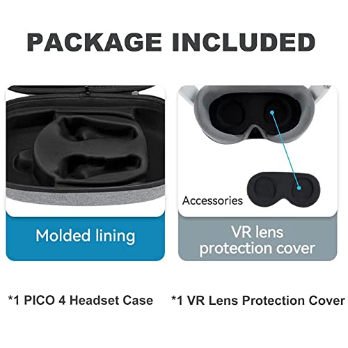 VR Accessory Case for PICO 4 All-in-One VR Headset with VR Gaming Headset and Controller Travel Protector Case Hard Storage Box