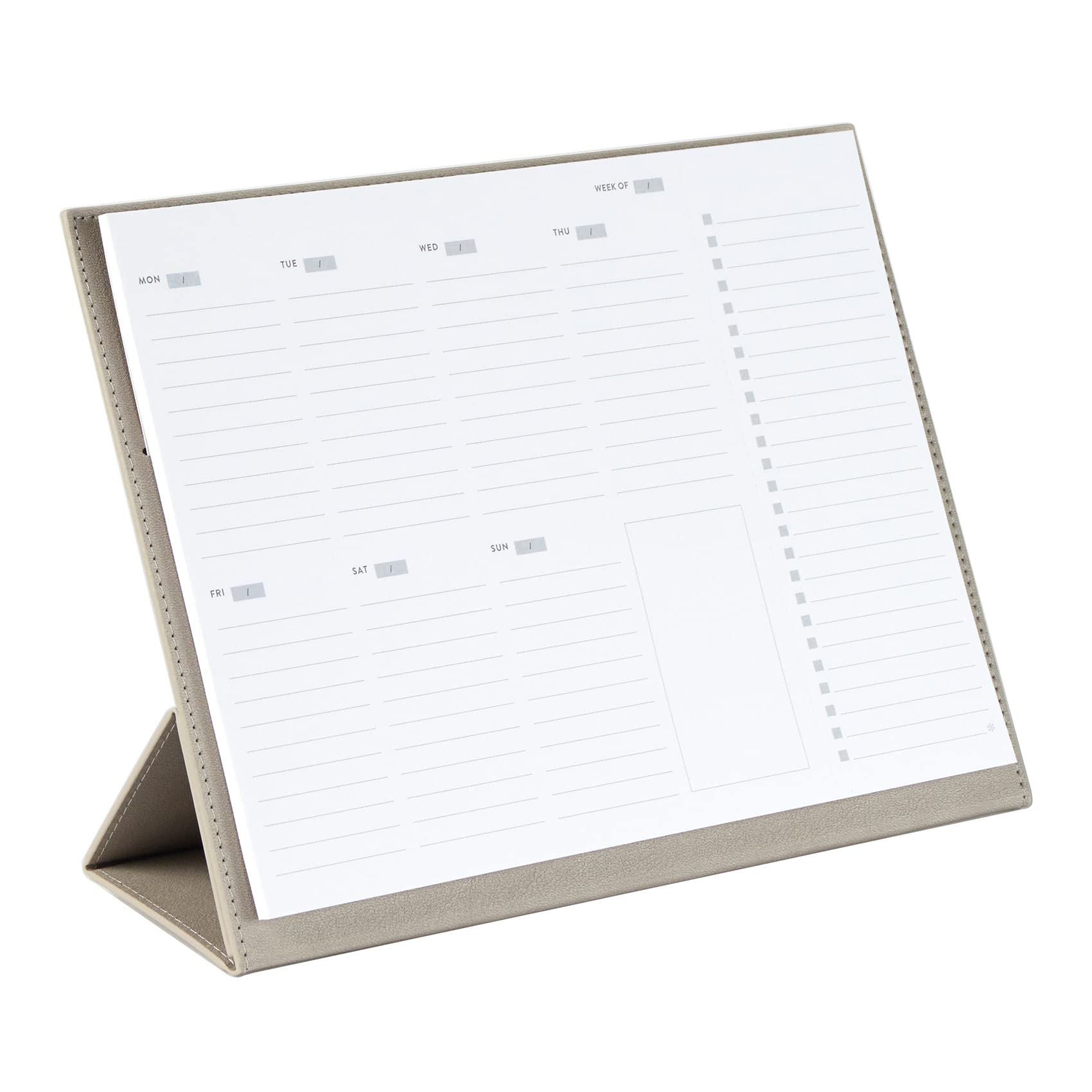 Stand Up Folio w Notepad - Focused Edition. Harbor Vegan Leather. Refillable Notepad Pocket. Folio and Notepad Set. 25 Sheets Weekly Planning Pad Included by Erin Condren.