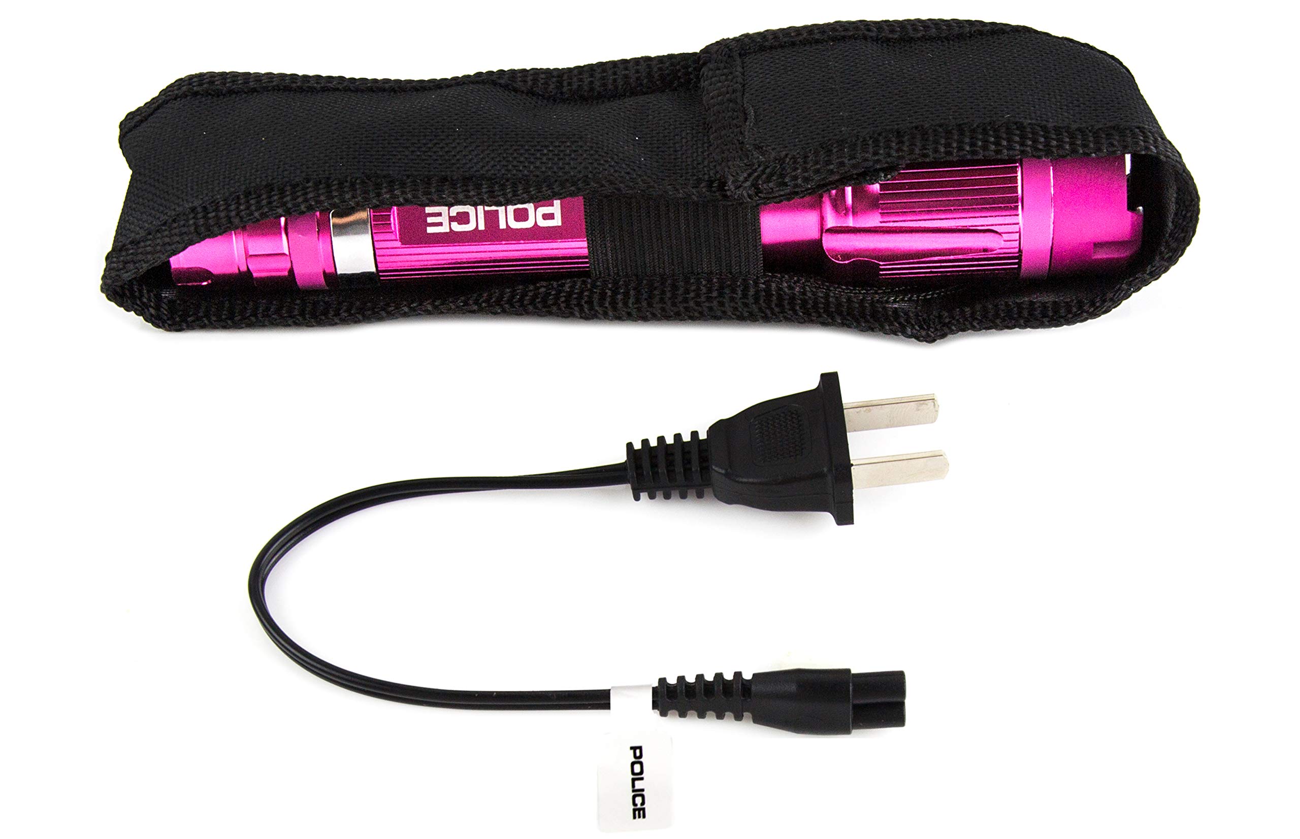 POLICE Stun Gun 1159 - Aluminum Rechargeable with LED Flashlight, Pink