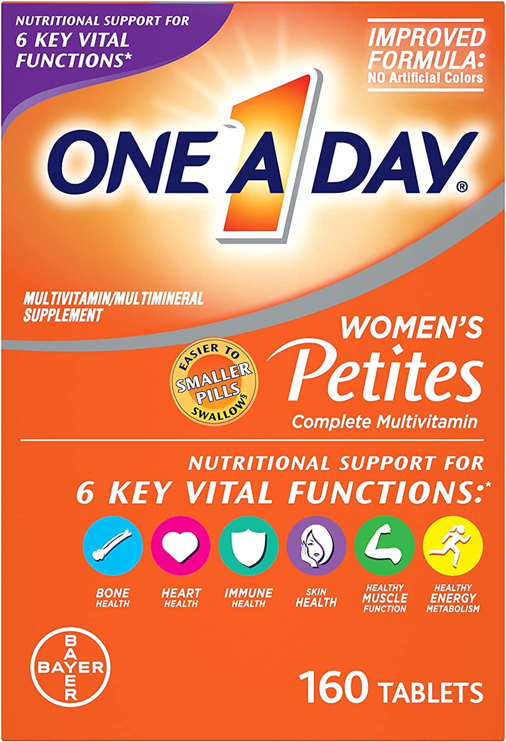 One A Day Women?s Petites Multivitamin,Supplement with Vitamin A, Vitamin C, Vitamin D, Vitamin E and Zinc for Immune Health Support*, B Vitamins, Biotin, Folate (as folic acid) & more, 160 count