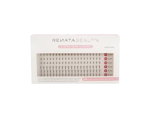 RB RENATA BEAUTY False Bottom Lashes – 120pcs Lower Lashes – Premium Individual Eyelashes Short 5mm/6mm – Synthetic Fiber – Faux Individual Extensions with Invisible Flat Band – Matte Black
