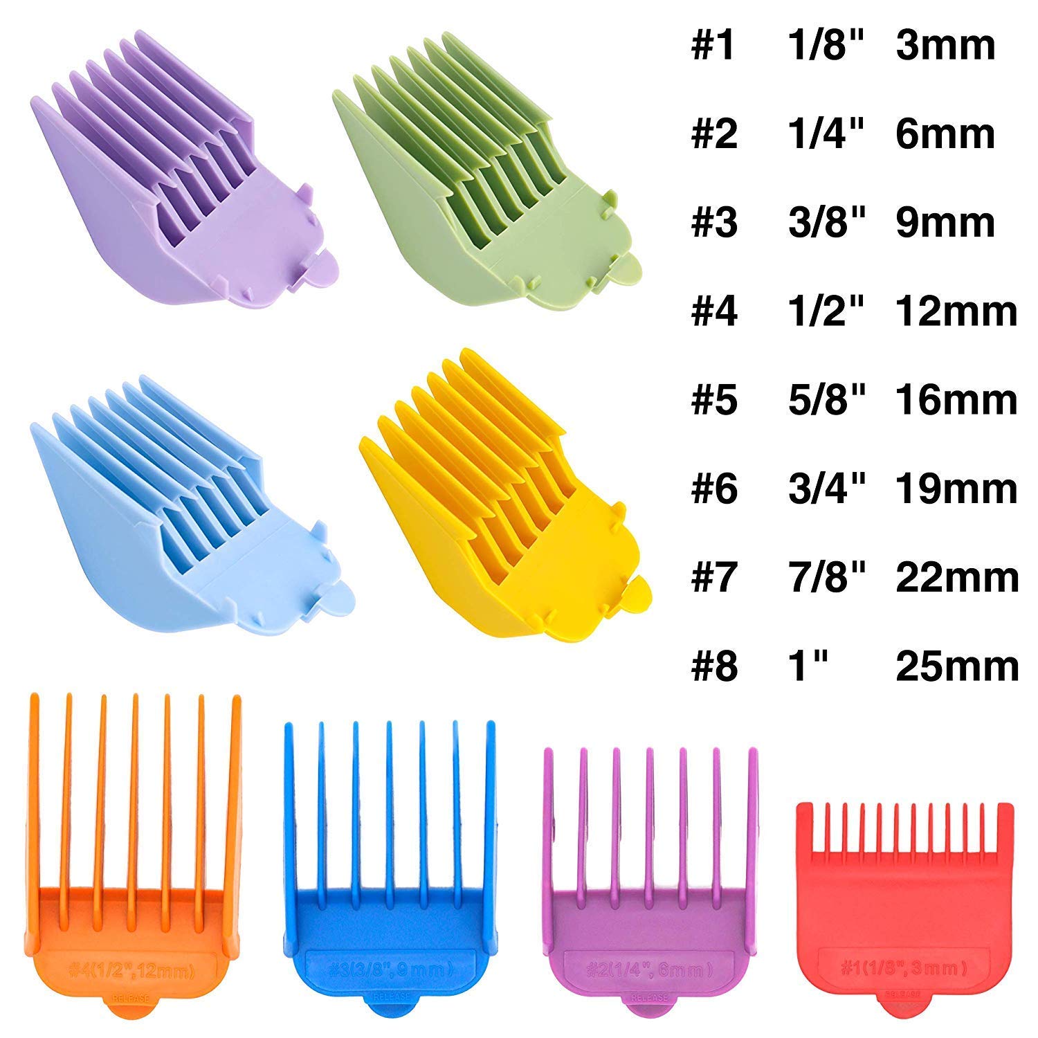 Professional Hair Clipper Guards Guide Combs Compatible with Most Wahl Clippers,Hair Clipper Cutting Guides/Combs -From 1/16inch to 1inch