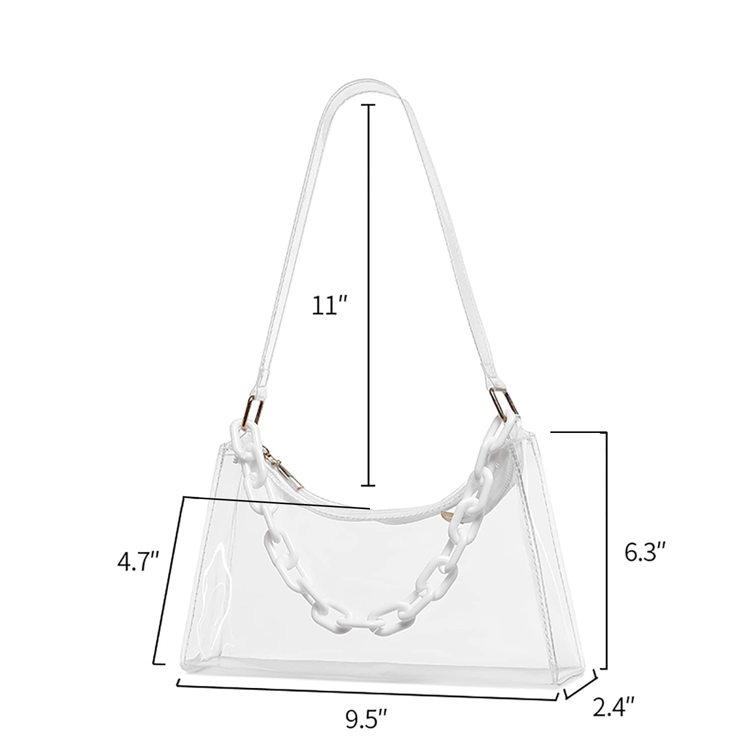 YUWITA Clear Purse for Women Stadium Approved Cute Small See Through Plastic Shoulder Bag Game Day Concert Handbags
