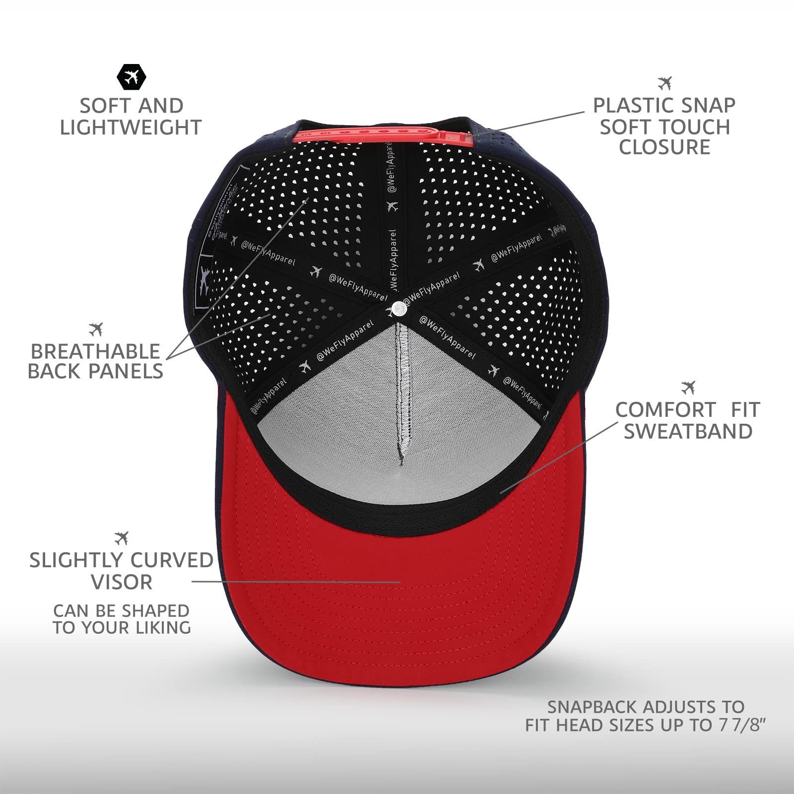 We Fly Apparel Performance Snapback Hat - Baseball Cap for Men & Women (Atlanta, Navy/Red)