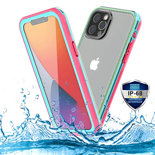 PINGTEKOR iPhone 12 Pro Max Waterproof Case,IP68 Full Sealed Snowproof Dustproof Shockproof Heavy Duty Protection Cover with Screen Protector and Translucent Back Cover for iPhone 12 Pro Max 6.7 Inch