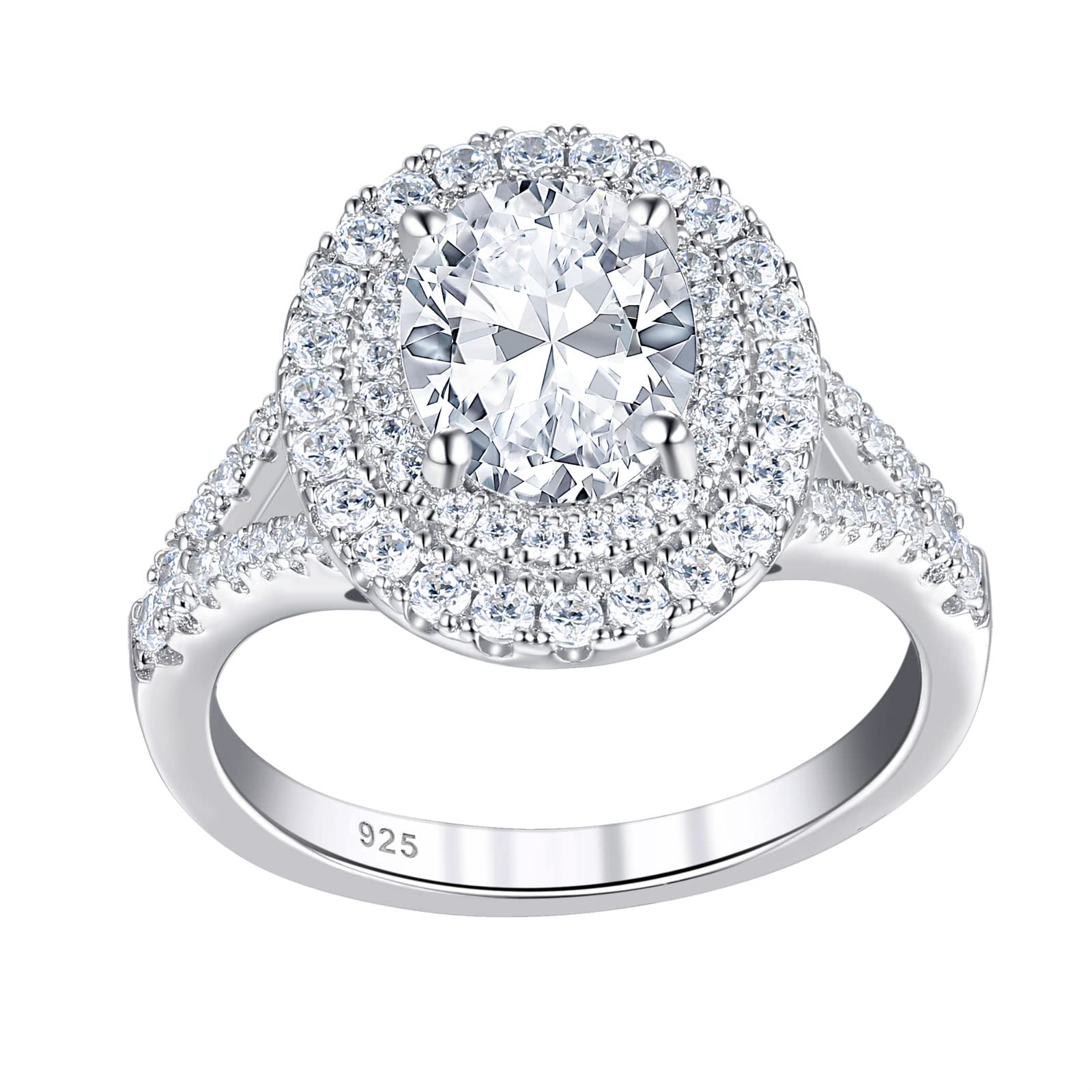 SHELOVES AAAAA Oval Cut Cz Wedding Engegement Ring Promise Ring 925 Sterling Silver Bridal Set Sz 7
