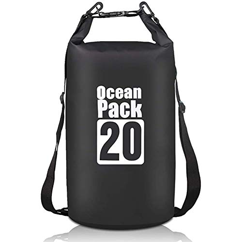 Spozeal Waterproof Black Dry Bag 2L/5L/10L/15L/20L/30L, Ocean Back Pack, Roll Top Sack for Floating, Boating, Fishing, Swimming, Kayaking, Rafting, Camping