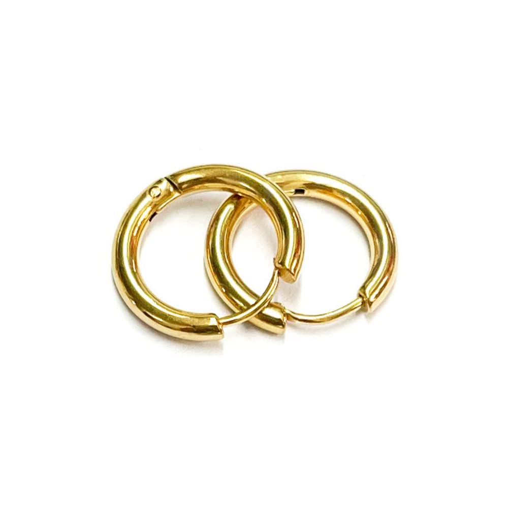 Unisex 18K Real Gold Plating Surgical Steel Sleeper Tiny Hoop Earrings,Nose Ring Septum Ring Helix Ring Daith Ring Lip Ring Nipple Ring Snug Ring Body Piercing Jewelry (Gold-10Pcs)