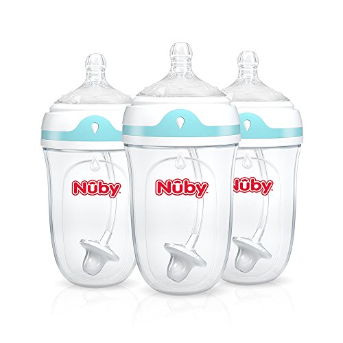 Nuby 3 Piece Comfort 360 Bottle, Transparent, 9 Oz, 3 Count