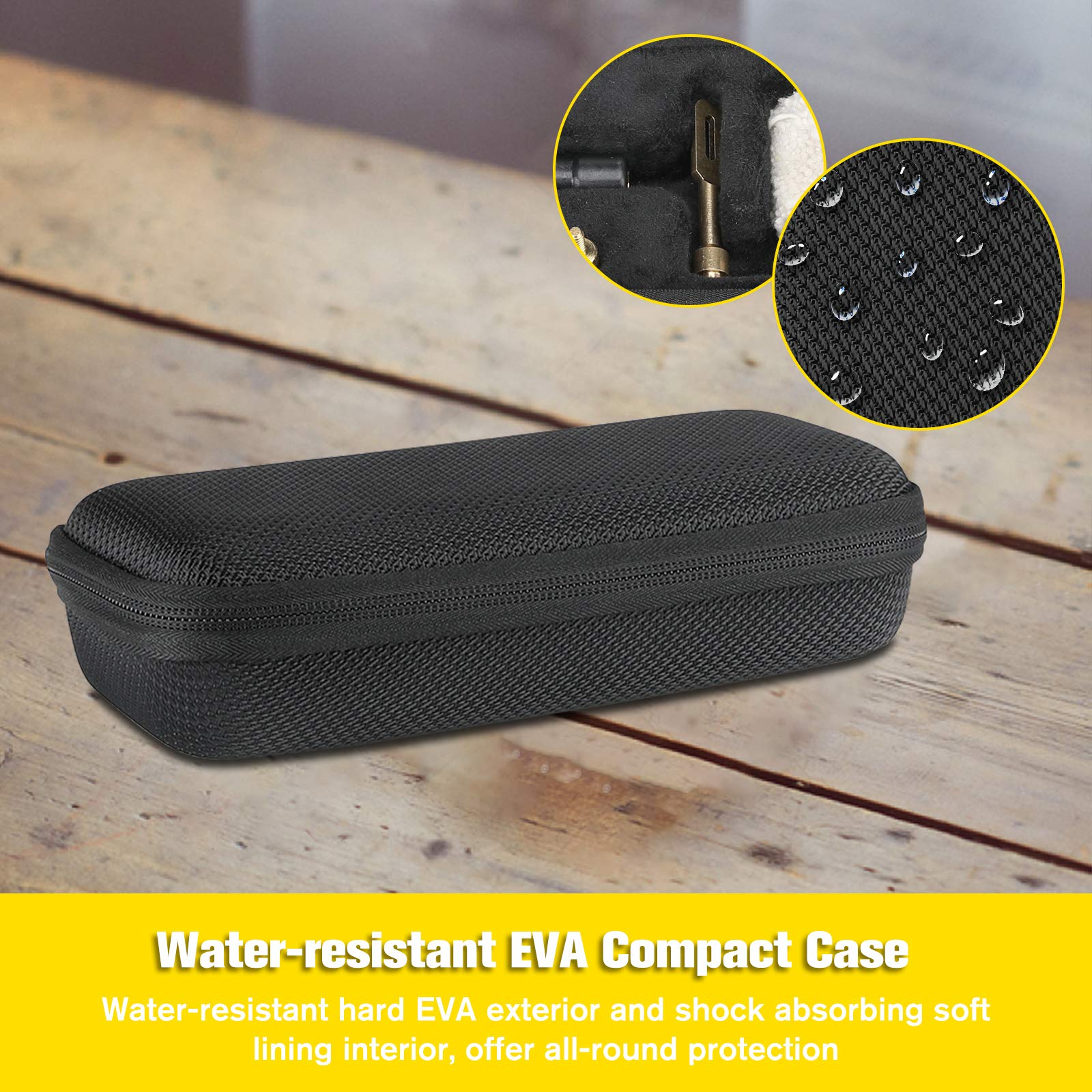 ProCase Gun Cleaning Kit for 12 and 20 Gauge, Zippered Compact Portable Case with Brushes, Slotted Tips, Cleaning Pick and Cotton Mop -Black