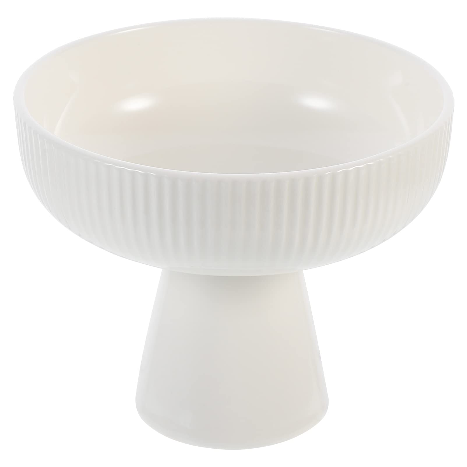 Yardwe Ceramic Footed Bowl Decorative Fruit Holder Dessert Display Stand for Kitchen Counter Centerpiece Table (4.7 Inches in Diameter, White)