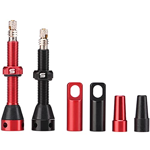 Tubeless Value Stems 40mm LITEONE Premium No Leak Tubeless Presta Valve Stems Kits with Integrated Value Core Remover Tool and Valve Stem Caps Fit Most Bicycle Tubeless Rims Pair Red
