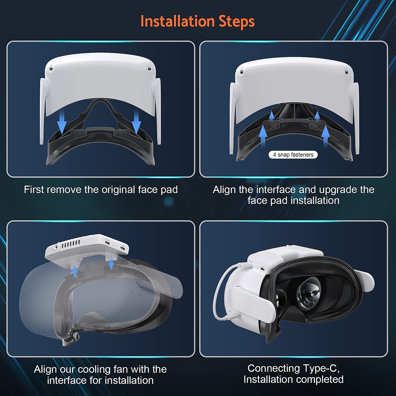 VR Cooling Fan with Soft Face Cover/Pad for Oculus/Meta Quest 2 Accessories,3 Speed VR Fan Cooler with Night Vision and Facial Interface to Relieve Lens Fogging for Intense VR Games-Charging VR White