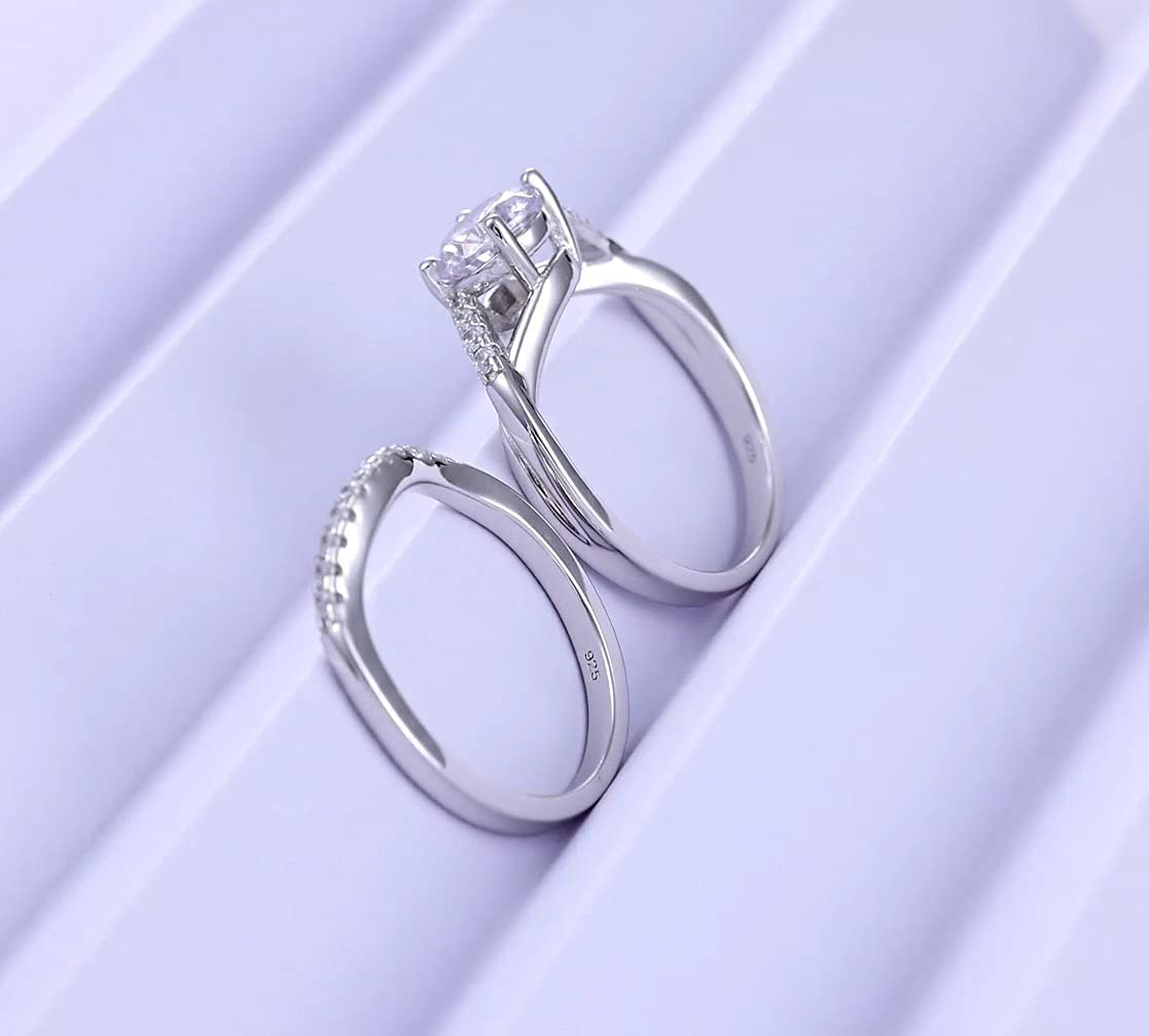 STARCHENIE Engagement Sets for Women Sterling Silver Cubic Zirconia Sterling Silver Wedding Sets for Women Size10