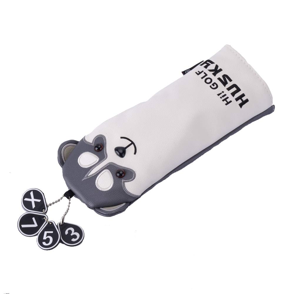 PLUSKER 1PC Golf Club Head Cover for Hybrid Synthetic Leather with Husky Pattern Design Creative Golf Headcover