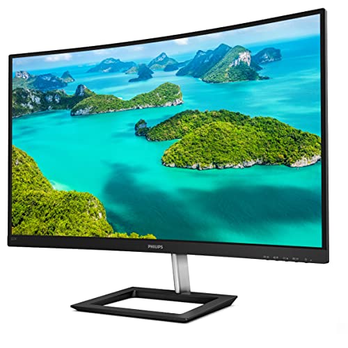 PHILIPS 325E1C 32" Surper-Curved Frameless Monitor, Quad HD 2K, 123% sRGB, 75Hz FreeSync, VESA, 4Yr Advance Replacement Warranty, Black/Silver