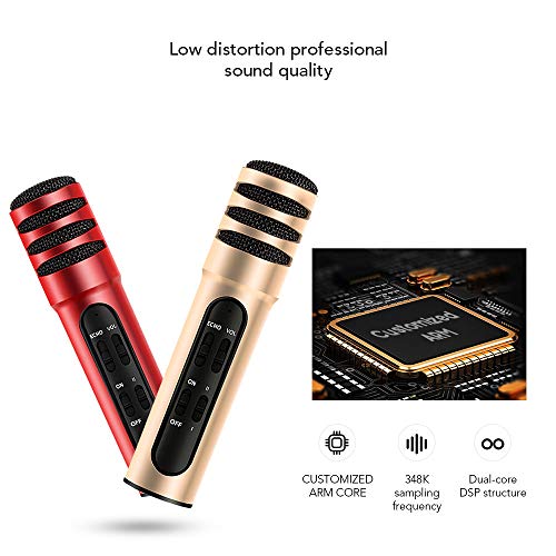 Podcast Studio Recording Condenser Microphone-USB Port Plug and Play Built-in Reverberating Sound Card Echo Recording Compatible with Cellphone iOS/Android Tablets Mac and PC Windows(red