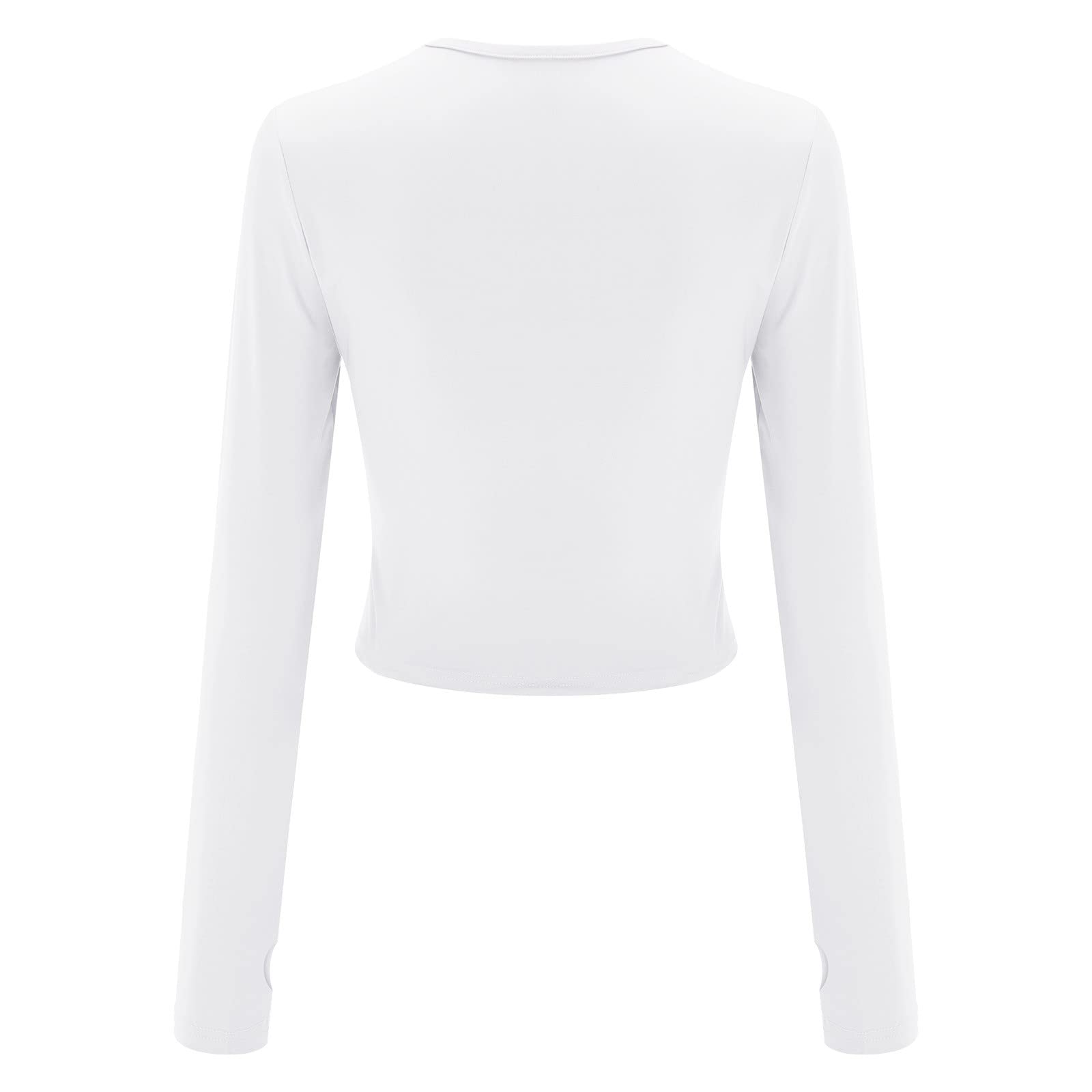 Women's Y2Ks Slim Fitted Long Sleeve Crop Tops Skinnys Crew Neck Layer Tee Tops Skimss Dupess Workout Yoga Basic Tees A-White