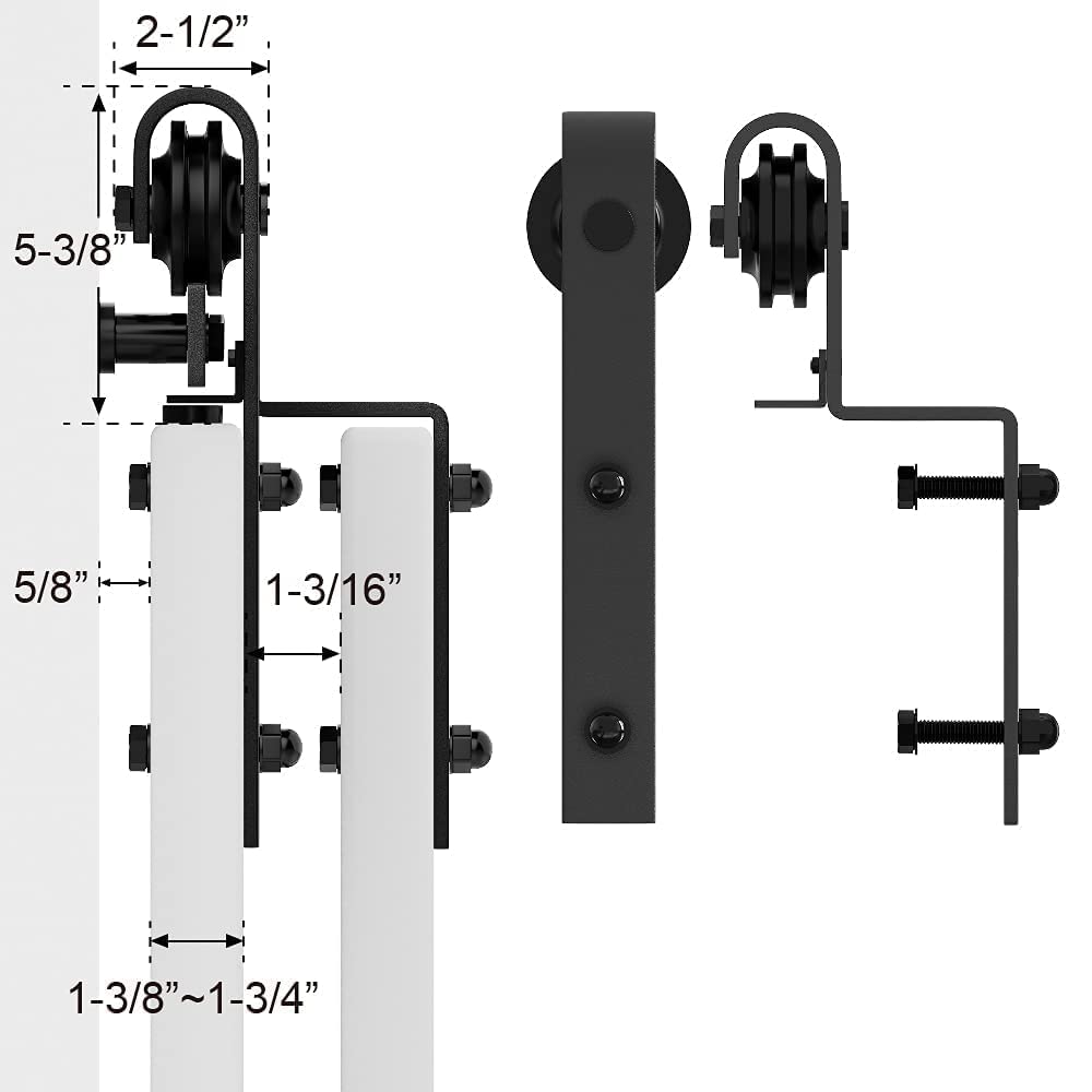 WINSOON 6FT Single Track Bypass Barn Door Hardware Double Doors Kit with 2PCS 12 Inch Sliding Barn Door Handles Black Hardware