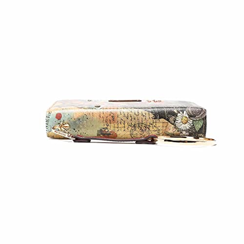 Nicole Lee Bifold Wallet Wristlet, Small Zip Evening Clutch Cardholder Wallet with Detachable Wristlet Strap (Dreaming the City)