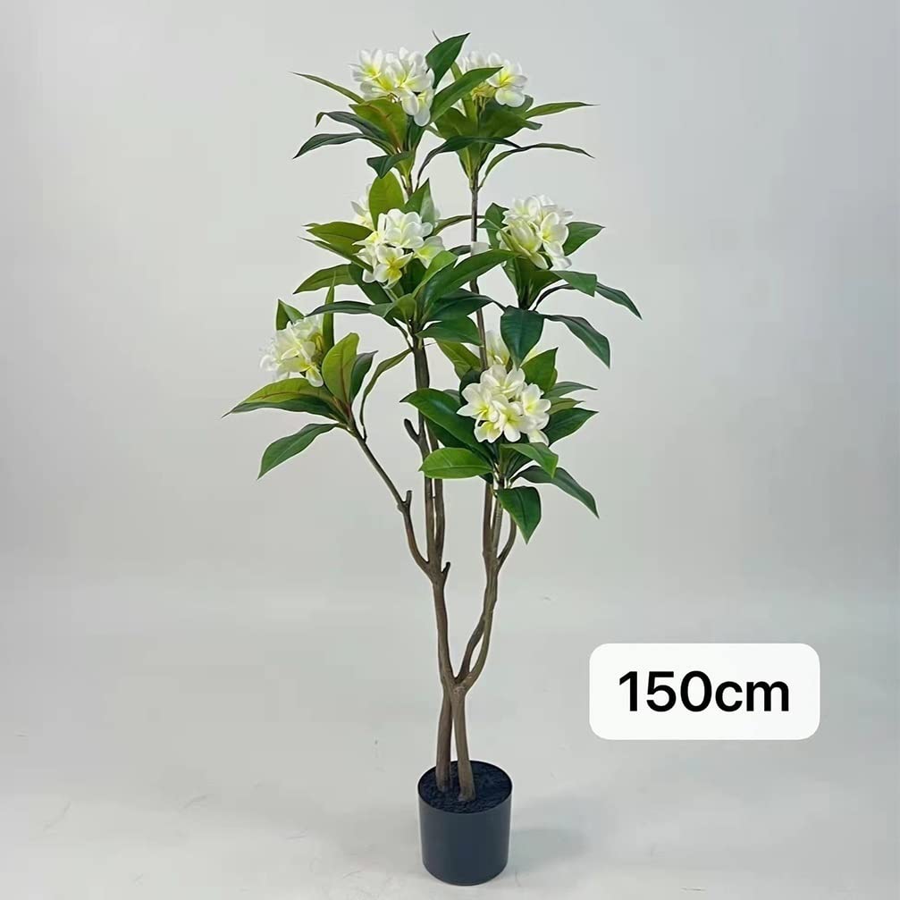 Real Touch Lifelike Artificial Plumeria Frangipani Flower Tree Red/White Silk Plumeria Flowers for Wedding Party Decoration (Size : 150cm)