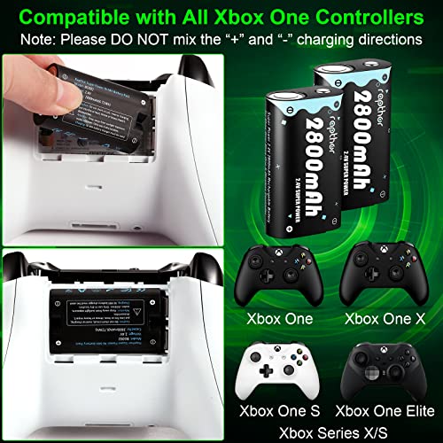 Rapthor 2800mAh Xbox One Rechargeable Battery Pack 2.4V Ni-MH Low Self Discharge for Xbox One/Xbox One S/Xbox One X/Xbox One Elite/Xbox Series S/X,Controller Batteries Pack with Charger