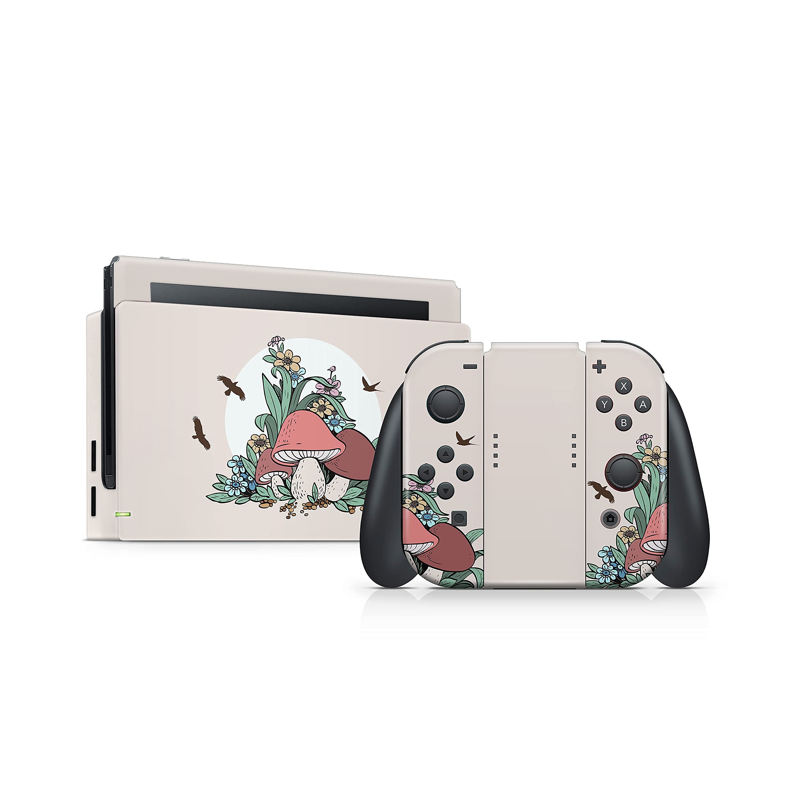 Tacky design Mushroom Skin Compatible with Nintendo Switch Skins Decal, Kawaii Vinyl 3m Compatible with Nintendo Switch Stickers Full wrap Cover