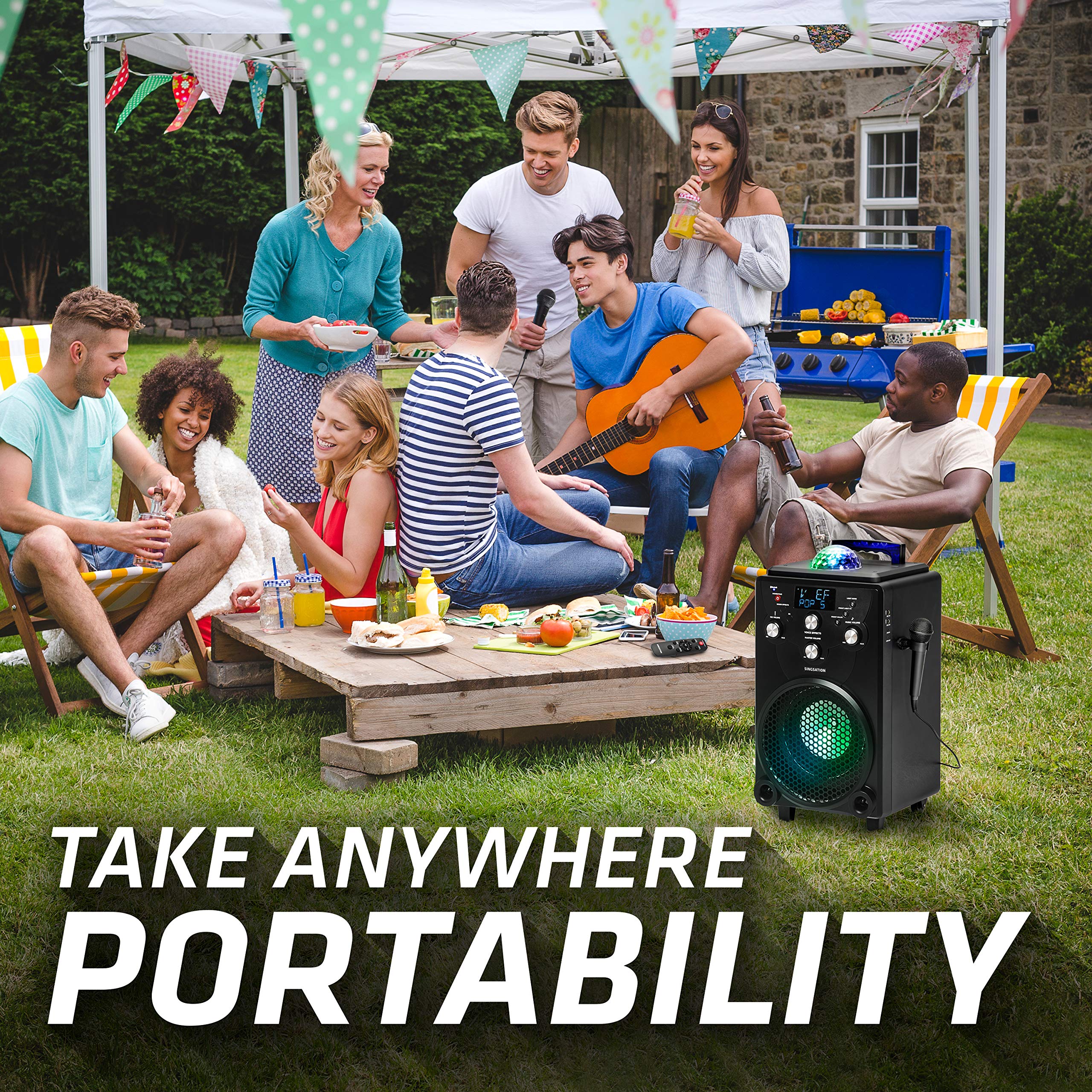 Professional Karaoke Machine for Adults and Kids - Singsation XL Portable Karaoke System - 60 Voice & 10 Sound Effects, 2 Karaoke Mics, 25 Room-Filling Light Show & Works w/Bluetooth