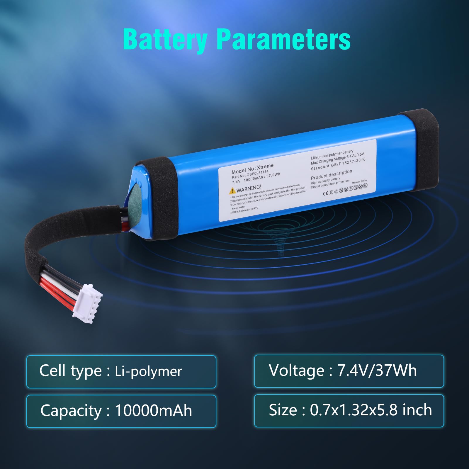 oliadeo Replacement Battery for JBL Xtreme 10000mAh: GSP0931134 Extreme Xtreme1 Bluetooth Speaker High Capacity Battery JBLXTREME with Tools 7.4V