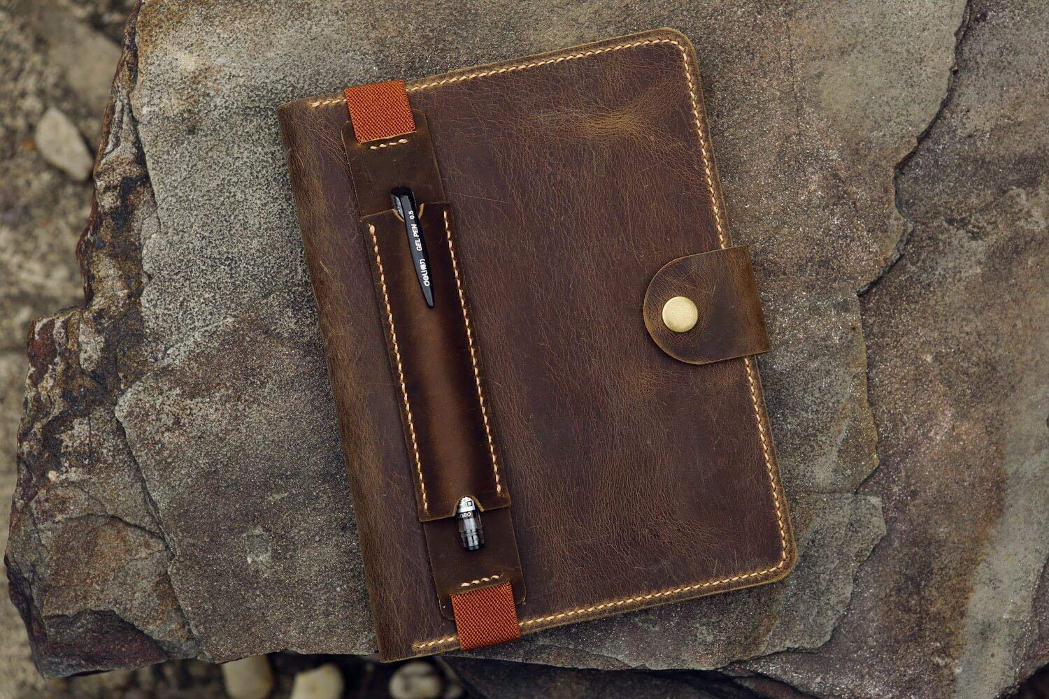 Personalized vintage rhodia leather cover distressed leather cover for rhodia wirebound meeting notebook A5+ NRA5P05S