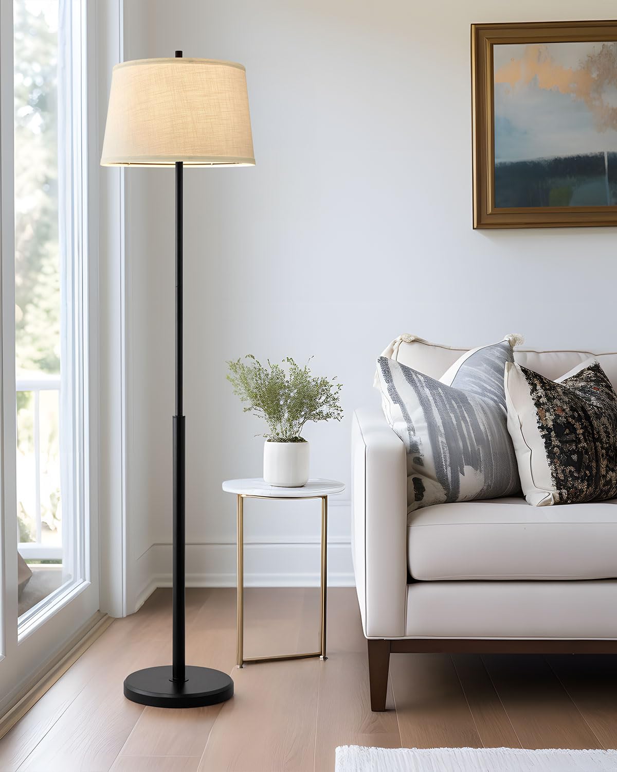Oneach 61.75" Arch Floor Lamp for Living Room LED Tall Standing Light Black