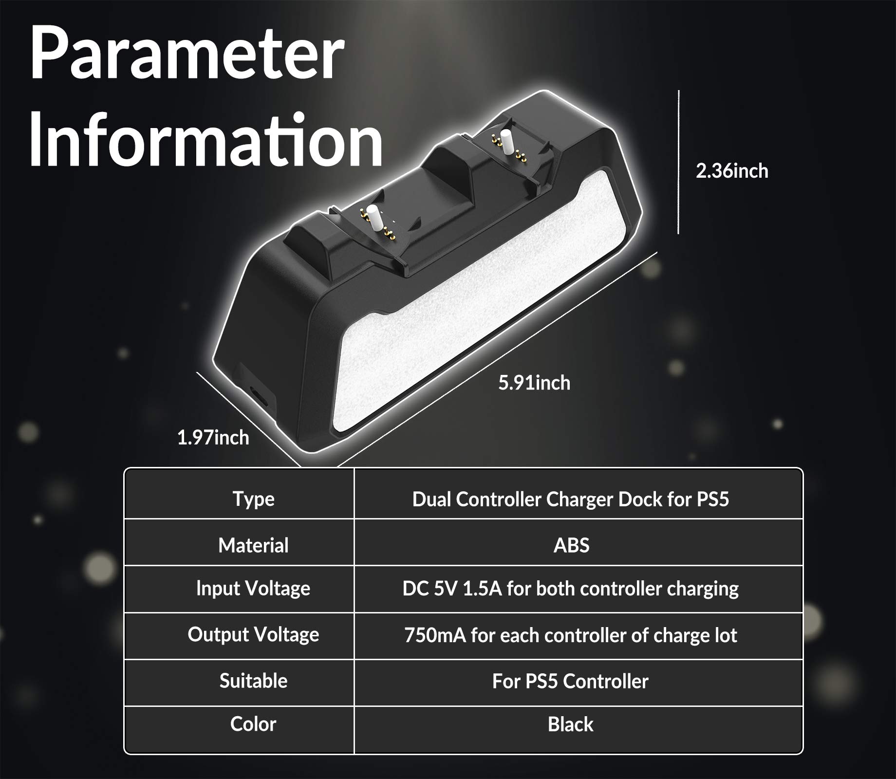 Real 2500mA PS5-Charging-Station Skyview PS5-Fast-Charger Sense-Controller-Charger PS5-Controller-Charger-Station