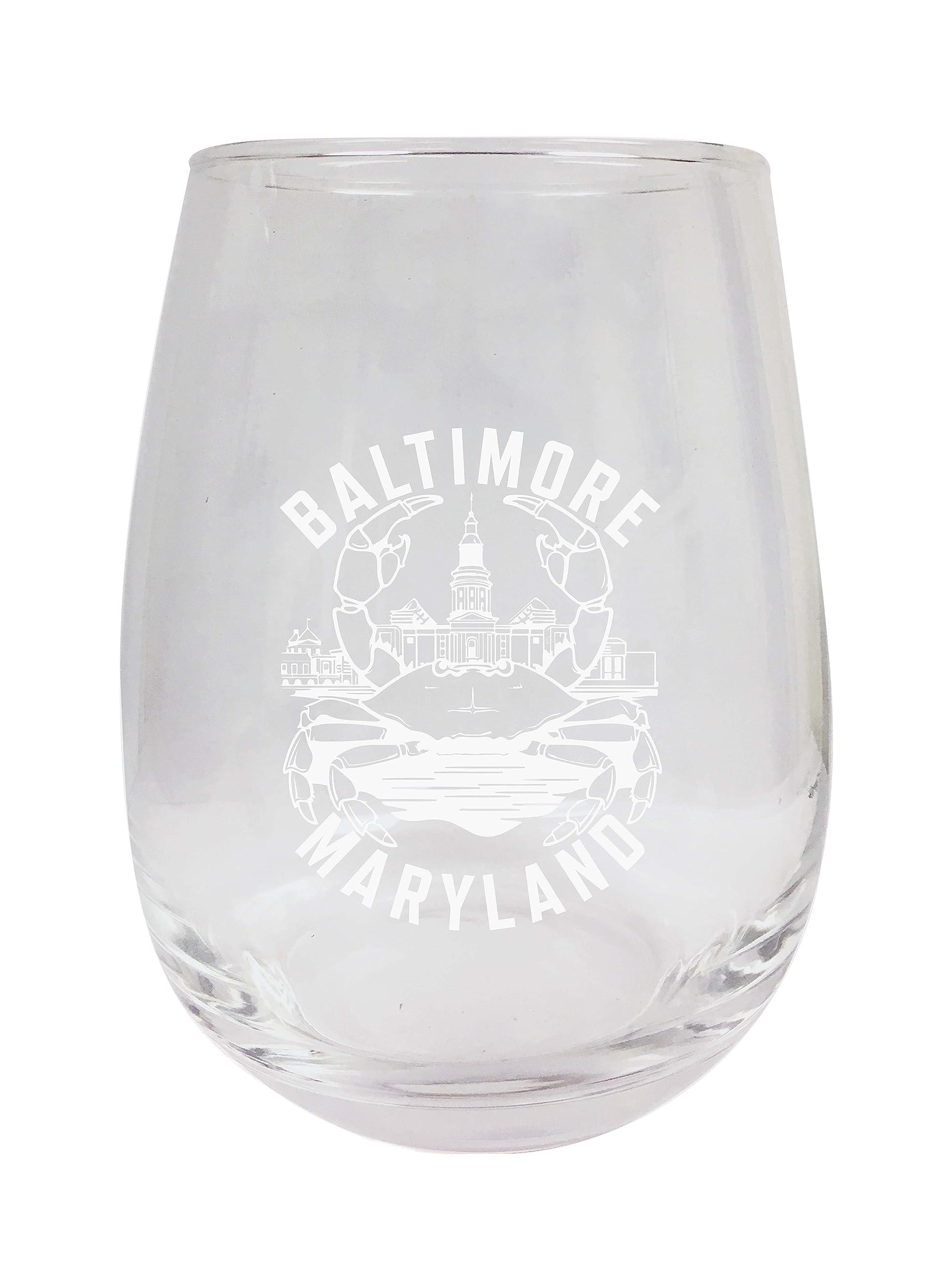 R and R Imports Baltimore Maryland A Souvenir 15 oz Engraved Wine Glass 2-Pack