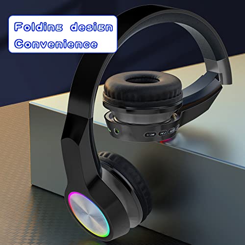 Wireless Bluetooth Headset, High-Fidelity Stereo Foldable Lightweight Gaming Headset with Built-in Microphone