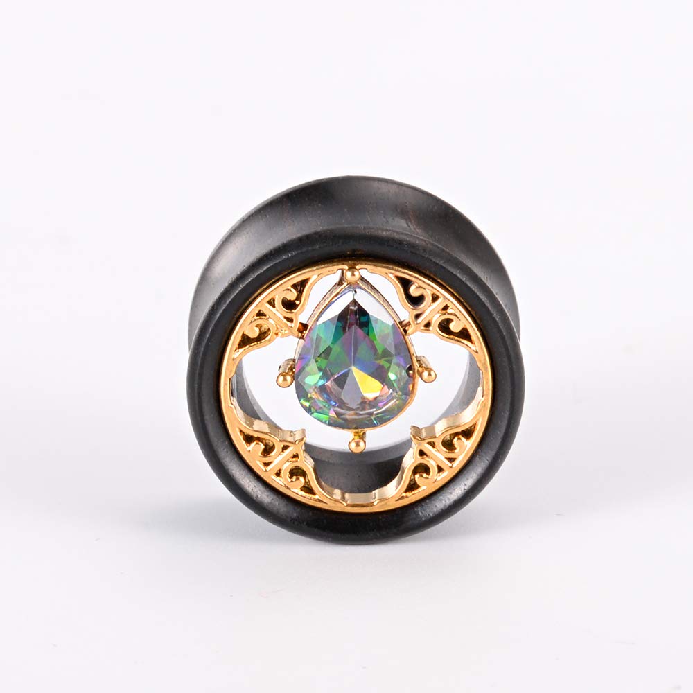 TBOSEN 2PCS Ebony Wood Ear Tunnel Plug Flesh Tunnels Stretching Piercings Expanders Ear Gauges0g-1 in 8mm-25mm